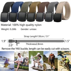 LionVII Mens Belt Web - Nylon Belt for Men with Plastic Buckle Durable Breathable Waist Belt for Work Travel Golf Sports, Adjustable [53" L x 1.5" W](Black)