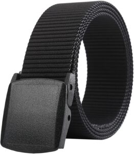 lionvii mens belts web - nylon belt for men with plastic buckle durable breathable for work outdoor, adjustable [53" l x 1.5" w](black)