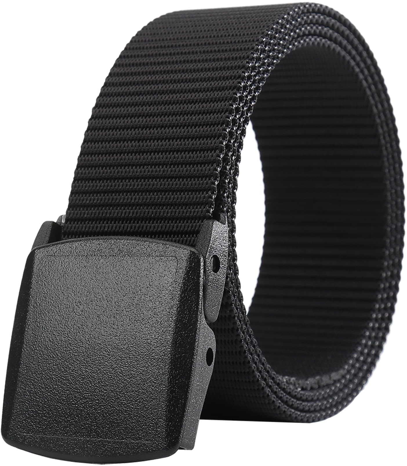 LionVII Mens Belts Web - Nylon Belt for Men with Plastic Buckle Durable Breathable for Work Outdoor, Adjustable [53" L x 1.5" W](Black)