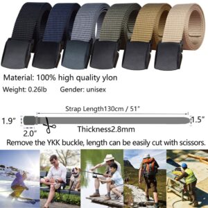 LionVII Mens Belts Web - Nylon Belt for Men with Plastic Buckle Durable Breathable for Work Outdoor, Adjustable [53" L x 1.5" W](Black)