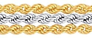 Floreo 10k Two Tone Yellow and White Gold Triple Strand Rope Bracelet 7.25”