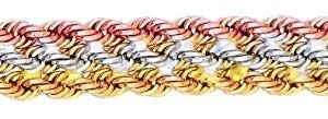 Floreo 10k Tri Color Gold Triple Strand Rope Chain Bracelet, 7.5”