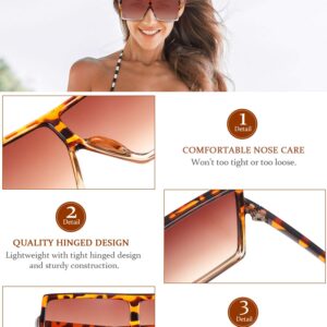 Frienda 6 Pieces Oversized Shades Square Top Sunglasses Square Oversized Sunglasses Fashion Shades for Women