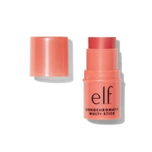 e.l.f. monochromatic multi stick, travel-sized luxuriously creamy & blendable color for eyes, lips & cheeks, vegan & cruelty-free, glimmering guava