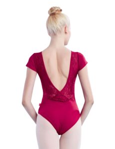 daydance burgundy women lycra leotards for ballet, dance, gymnastics, aerial yoga, swim