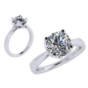 nana jewels heart & soul silver 9.0mm (3ct) round cut zirconia solitaire engagement ring - platinum plated - size 7