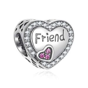 best friend charm sterling silver forever heart bead fits pandora bracelets for women