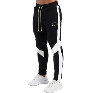 pidogym men's track pants,slim fit athletic sweatpants joggers with zipper pockets black