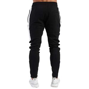 PIDOGYM Men's Track Pants,Slim Fit Athletic Sweatpants Joggers with Zipper Pockets Black