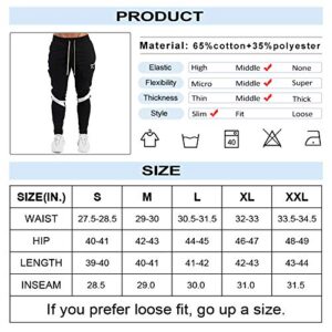 PIDOGYM Men's Track Pants,Slim Fit Athletic Sweatpants Joggers with Zipper Pockets Black