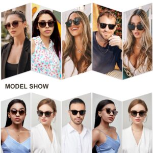 SOJOS Retro Vintage Square Polarized Sunglasses for Women Men UV Protection Lens TR90 Frame Sunglasses SJ2112 with Black Frame/Grey Lens