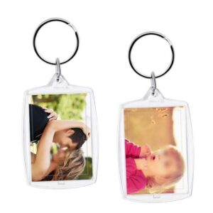 vipolish 25Pcs Acrylic Photo Frame Keyring Clear Blank DIY Photo Image Keychain Wallet Friendly Picture Frame Framework Key Buckle Ring for Women and Men Rectangle Shape