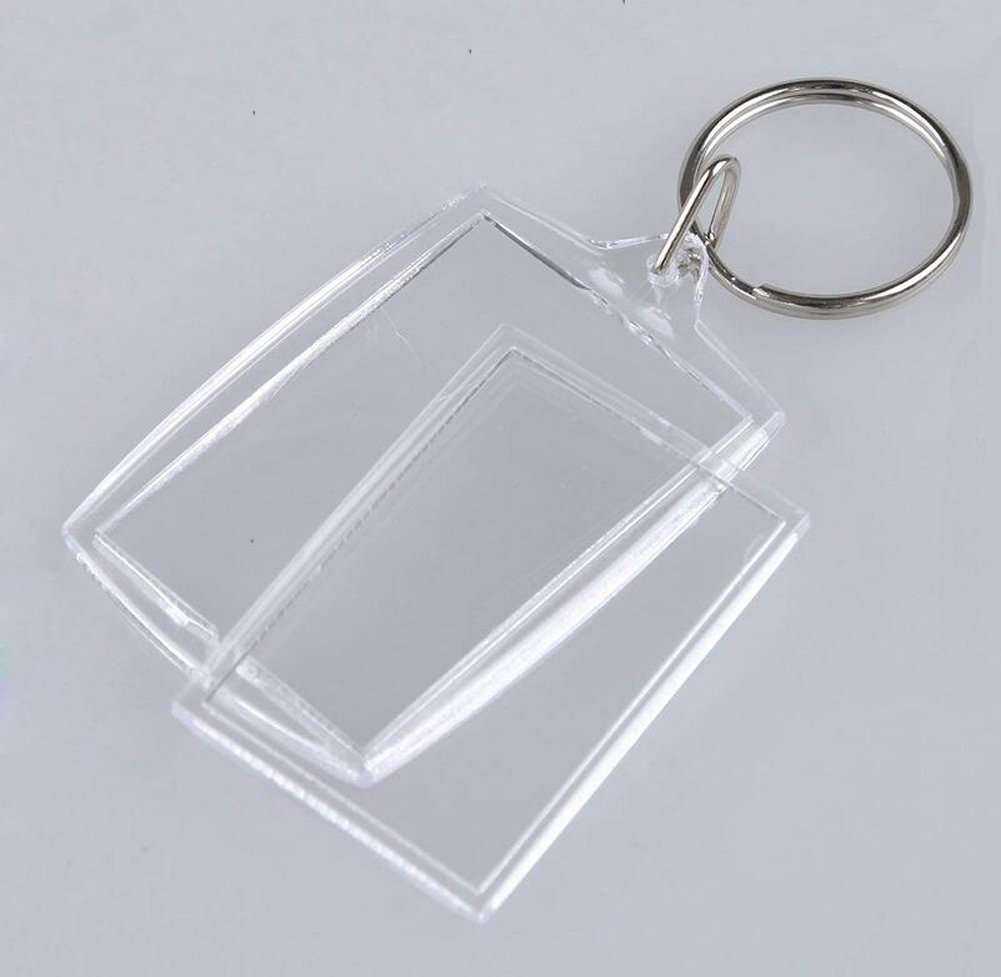 vipolish 25Pcs Acrylic Photo Frame Keyring Clear Blank DIY Photo Image Keychain Wallet Friendly Picture Frame Framework Key Buckle Ring for Women and Men Rectangle Shape