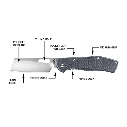 Gerber Gear 31-003902 Flatiron Micarta Folding Pocket Knife Cleaver, 3.6 Inch Blade, Grey