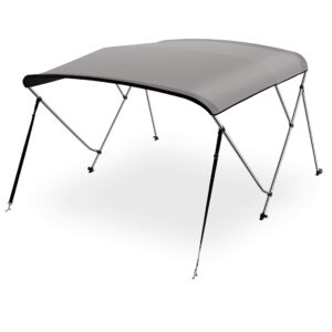 serenelife waterproof boat bimini top cover - 73-78" w 3 bow bimini top sun shade boat canopy - 1" double wall aluminum frame tubes, 2 front straps, 2 rear support poles, storage boot slbtw78g