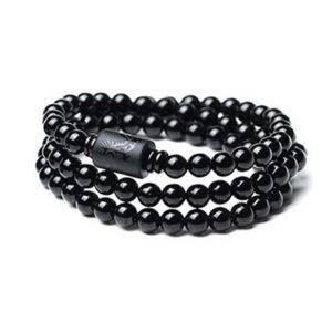 kiomoy crystal obsidian bracelet engrave with dragon or phoenix totem cylinder bead men or women natural stone chain famous fashion (dragon long 6mm)