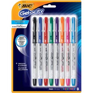 BIC Gel-ocity Smooth Stick Gel Pens, Fine Point, 0.5mm, Assorted Ink (8 Pack)