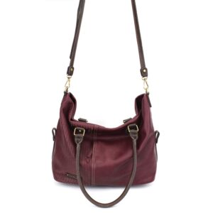 CHALA Laser Cut Crossbody Shoulder bag Tote Bag Faux Leather Plum (Handbag Only_ No Key fob)