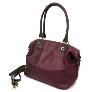 CHALA Laser Cut Crossbody Shoulder bag Tote Bag Faux Leather Plum (Handbag Only_ No Key fob)