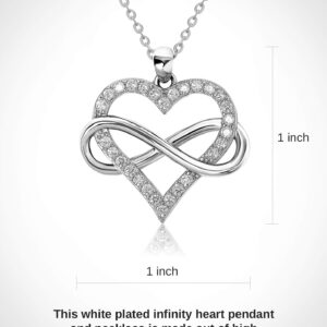 Jes & Jani Infinity Heart Necklace for Women, Love Heart Pendant with Cubic Zirconia and Infinity Necklace, 925 Sterling Silver Heart Necklace for Girlfriend