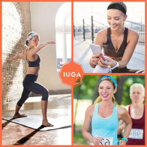 IUGA Headbands for Women, Non-Slip Workout Sweatbands for Running, Sports, Biking, Yoga Headbands for Women, Bike Helmet Friendly Hairbands,Ultra Stretch, Peacock