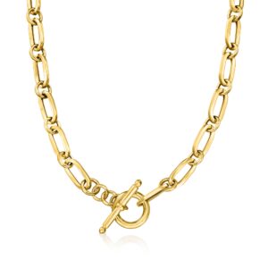 ross-simons italian 18kt gold over sterling paper clip link necklace. 18 inches