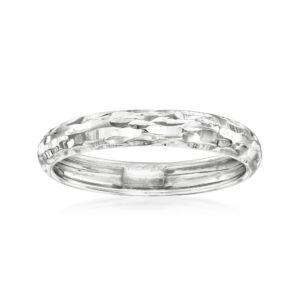 ross-simons italian 14kt white gold diamond-cut ring. size 8