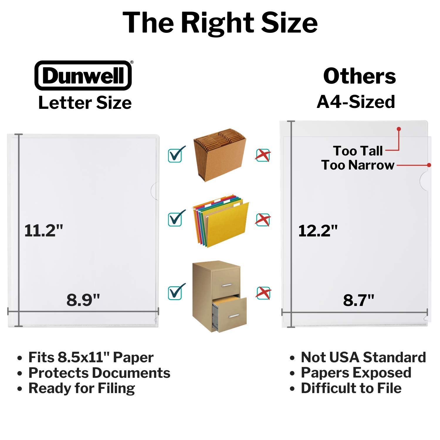 Dunwell Clear Plastic File Folder Sleeves, 36 Pack, 8.5x11 Letter Size, Acid-Free Poly Plastic