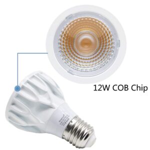 Rowrun PAR20 12W Narrow Flood Light Bulb E26 Dimmable LED Bulb Spotlight Beam Angle 24 Degree 100W Halogen Warm White 3000K 2-Pack