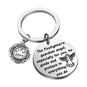 feelmem firefighters prayer keychain fire rescue firefighter gift a firefighter’s guardian angel keyring firemen angel gift