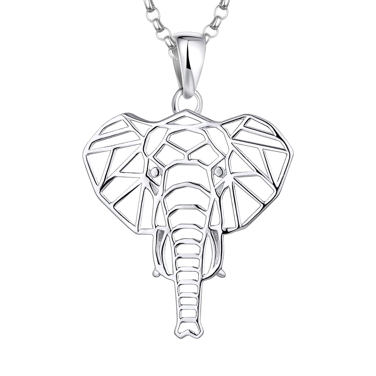 JO WISDOM Women Elephant Necklace,925 Sterling Silver Lucky Animal Amulet Pendant Necklace