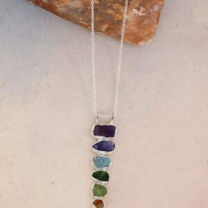 YoTreasure Chakra Healing Gemstone Solid 925 Sterling Silver Chain Pendant Necklace Jewelry