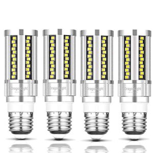 dragonlight 15w super bright led corn light bulbs fanless(150 watt equivalent) - 6000k daylight 1,800 lumens e26 base for residential and commercial lighting - garage porch office, pack of 4