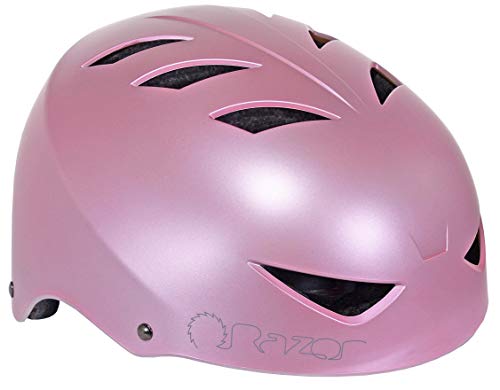 Razor 97863 V-12 Adult One Size Safety Multi Sport Bicycle Helmet with 12 Cooling Vents, Adjustable Strap, and Padding, Satin Pink Quartz