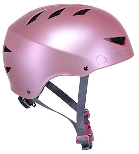 Razor 97863 V-12 Adult One Size Safety Multi Sport Bicycle Helmet with 12 Cooling Vents, Adjustable Strap, and Padding, Satin Pink Quartz