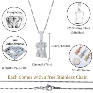 TOPGRILLZ 925 Sterling Silver Iced out Solid Small Jesus Piece Pendant Chain for Women Men Small Charm Jewelry Gifts (Silver 925S Small Jesus)