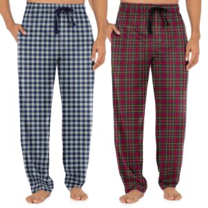 fruit of the loom mens woven sleep pant pajama bottom, blue plaid/red plaid, x-large us