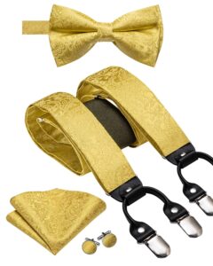 dubulle gold suspender paisley bowtie set silk brace adjust elastic suspender set