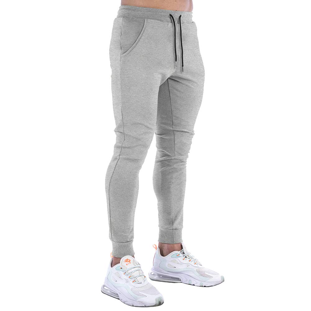 Wangdo Men's Slim Joggers Gym Workout Pants,Sport Training Tapered Sweatpants,Casual Athletics Joggers for Running (Grey-M)