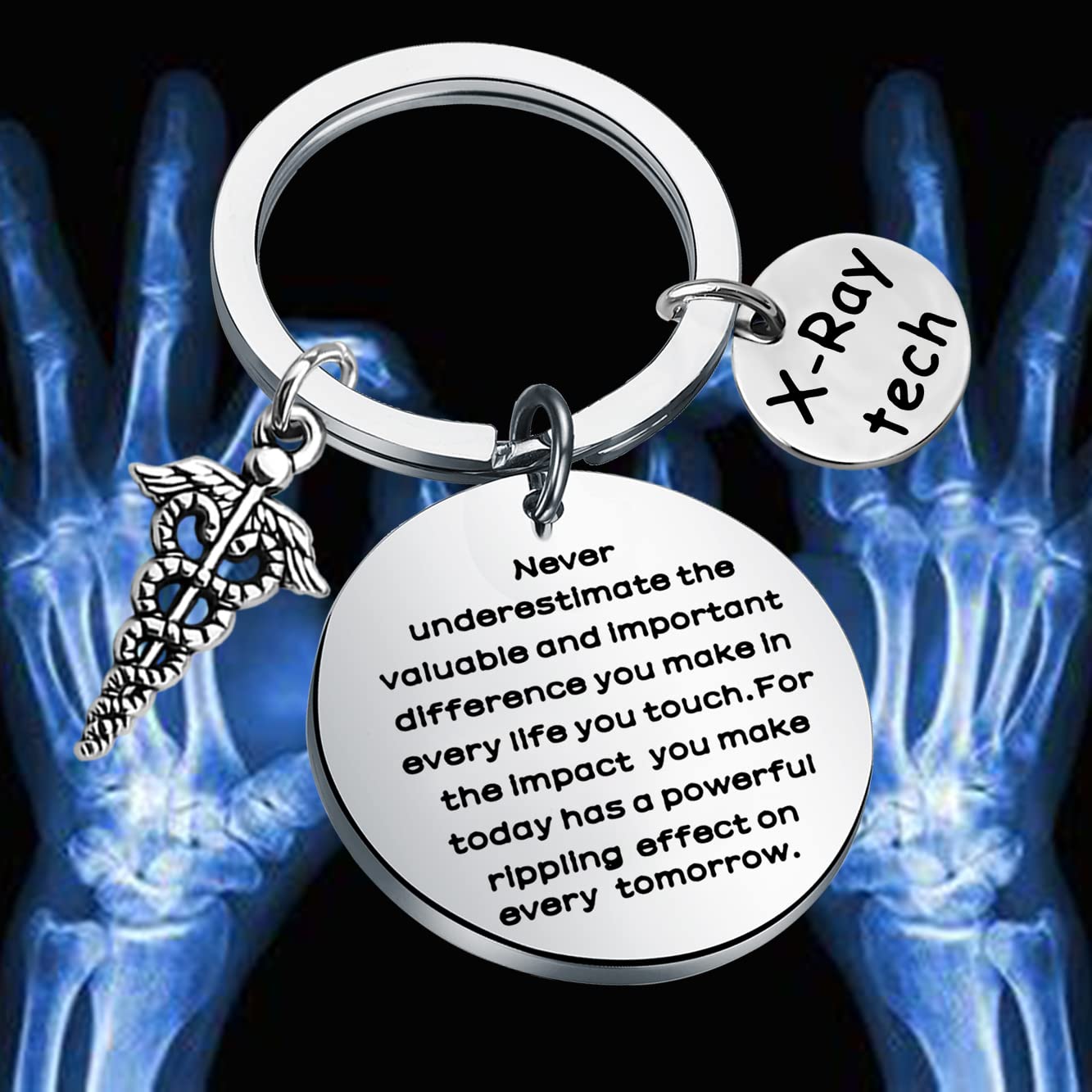 BAUNA X-Ray Tech Keychain Radiology Technologist Gift X-Ray Graduate Gifts