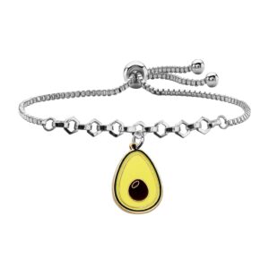 wsnang funny avocado slider bracelet avocado jewelry vegetarian jewelry gift for avocado lover (silver slider bracelet)