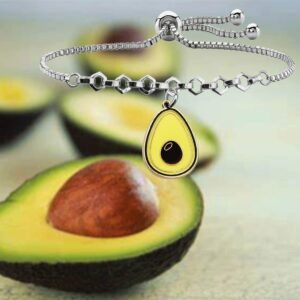 WSNANG Funny Avocado Slider Bracelet Avocado Jewelry Vegetarian Jewelry Gift for Avocado Lover (Silver Slider Bracelet)