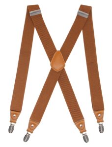 doloise adjustable elastic x back style suspenders for men's and women's with strong metal clips (coffe-01)