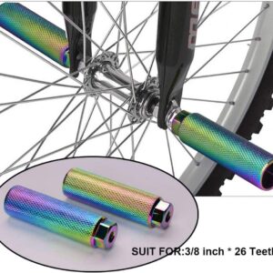 Bike Pegs, 2Pcs 26 Teeth Aluminum Alloy Anti-Skid Pegs for BMX Mountain Bike Cycling Rear Stunt Pegs Fit 3/8 inch Axles