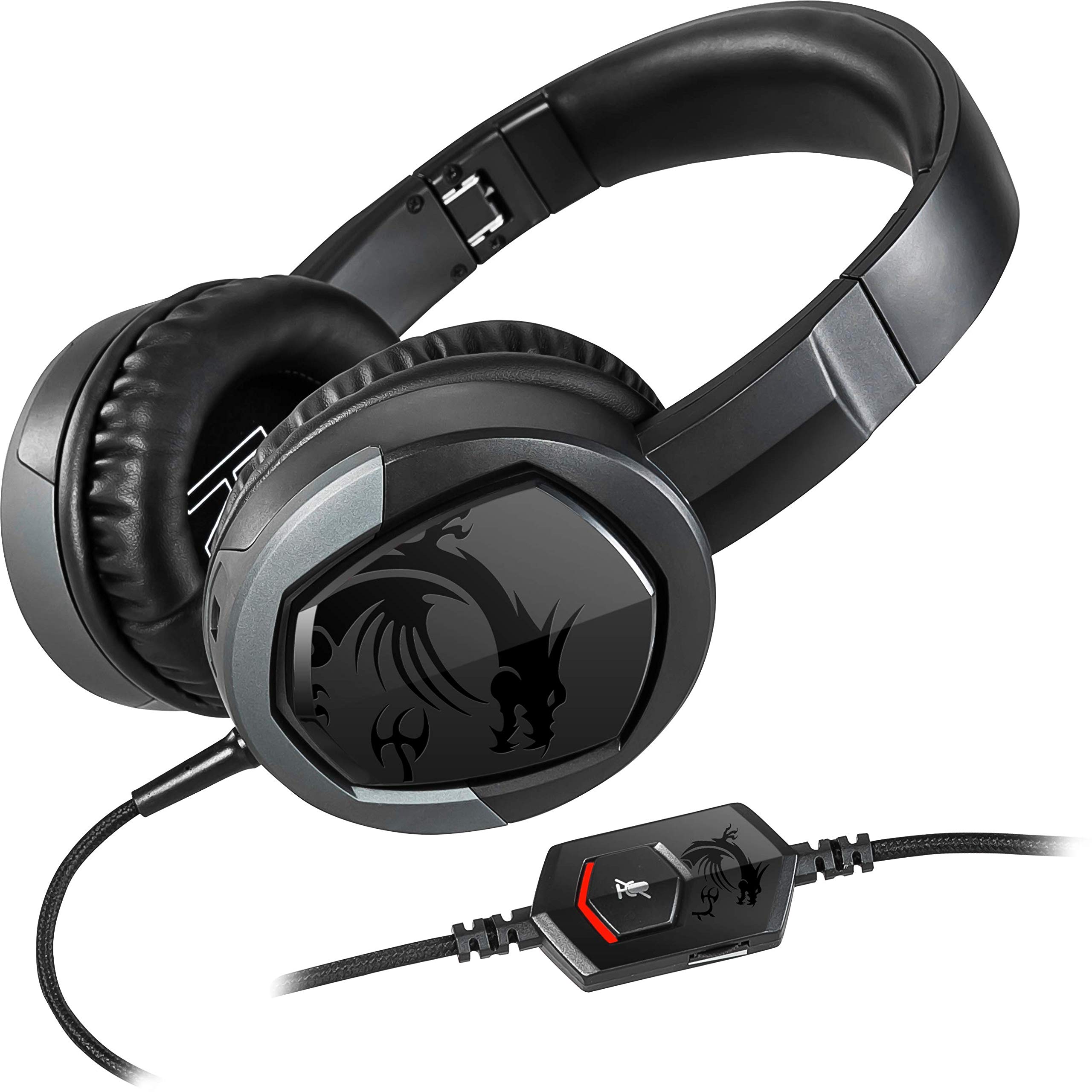 MSI Gaming Detachable Microphone Lightweight and Foldable Headband Design Gaming Headphone (Immerse GH30 V2), Black, Large