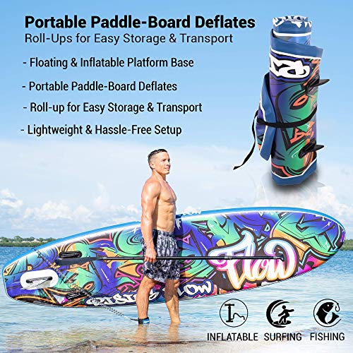 SereneLife Stand up Paddle Board Inflatable - Non-Slip SUP Paddle Board Paddle, Pump, Leash, and Accessories - Fun Water inflatable paddle board for Adults and Youth with Wide Stable Design