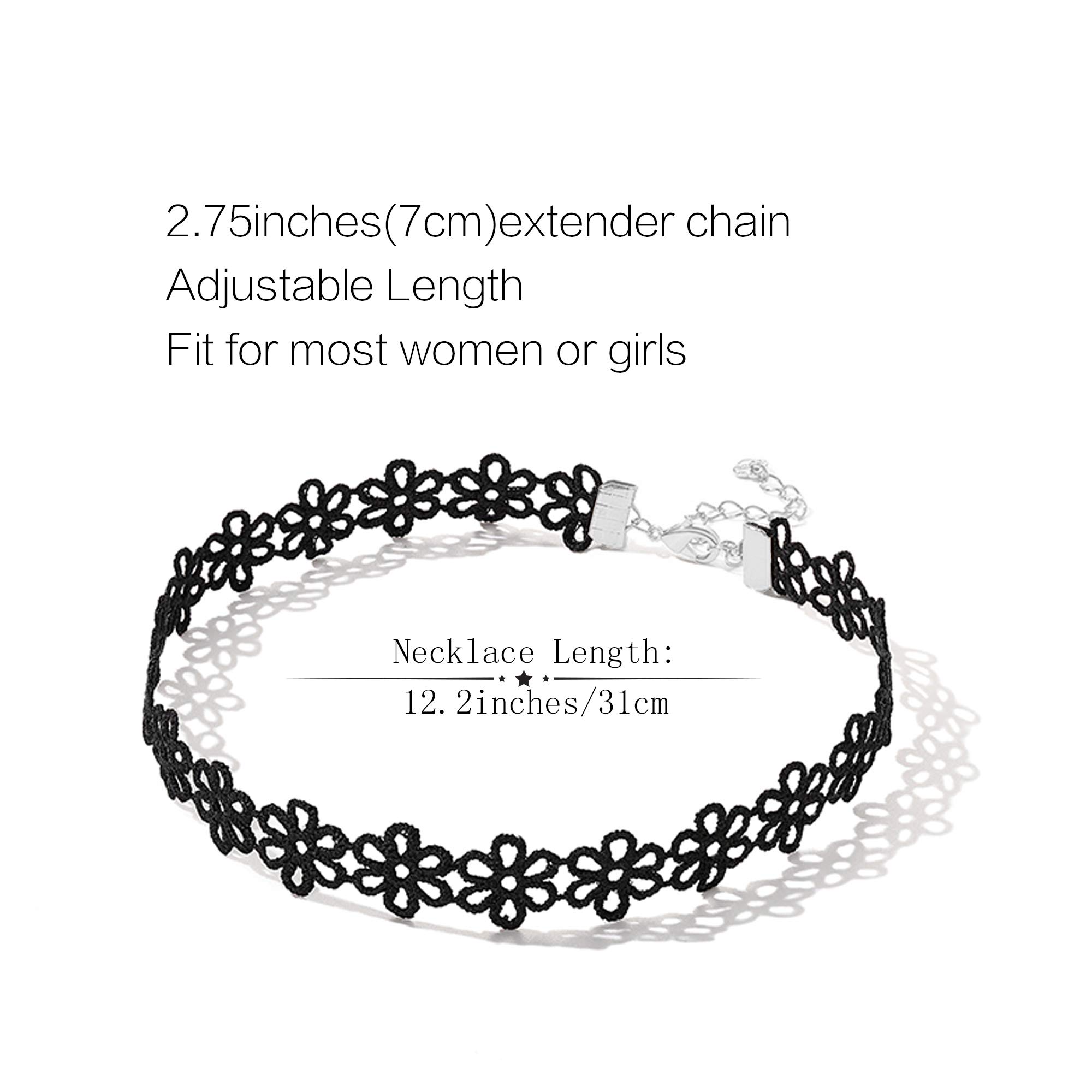 Prohouse 44PCS Black Womens Chokers Gothic Collar Lace Velvet Chocker Pendant Necklaces Set for Teenagers Women