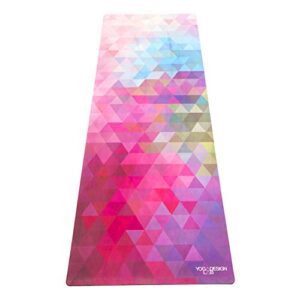 yoga design lab | travel yoga mat | 2-in-1 mat+towel | lightweight, foldable, eco luxury | ideal for hot yoga, bikram, pilates, barre, sweat | 1.5mm thick | includes strap (tribeca sand, 1.5mm)