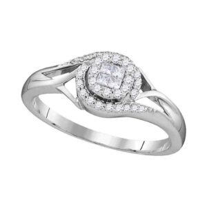 the diamond deal 10kt white gold womens princess round diamond cluster bridal wedding engagement ring 1/5 cttw