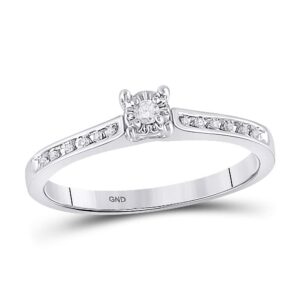 the diamond deal 10kt white gold womens round diamond solitaire bridal wedding engagement ring 1/10 cttw